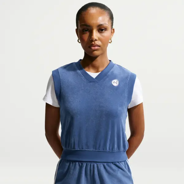 Nike Chill Terry V-neck Tank Top - Blue