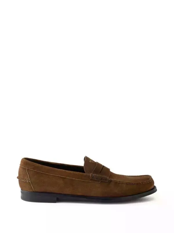 Prada Aged-effect Suede Loafers
