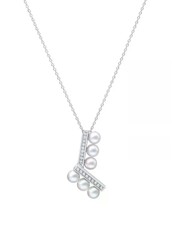 TASAKI Balance Arm Neo Pearl And Diamond Necklace - Silver