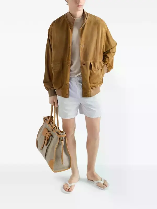 Prada Bonnie Linen And Leather Tote Bag