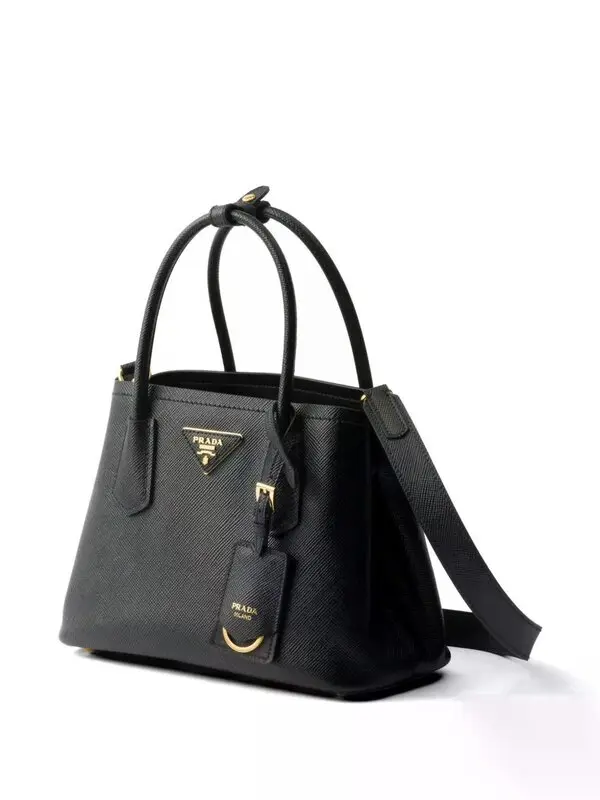Prada Double Small Saffiano Leather Bag - Black