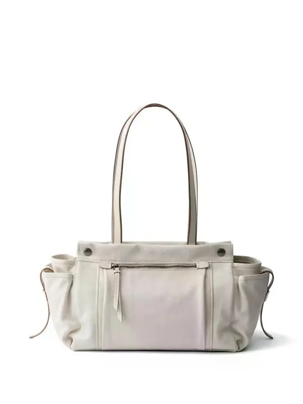 Prada Route Large Leather Tote Bag - Neutrals