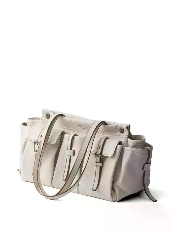 Prada Route Large Leather Tote Bag - Neutrals