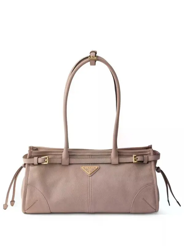 Prada Bonnie Medium Nubuck Leather Handbag - Neutrals