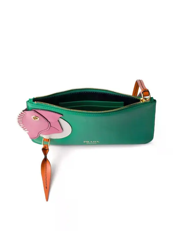 Prada Leather Zipper Pouch With Wristlet