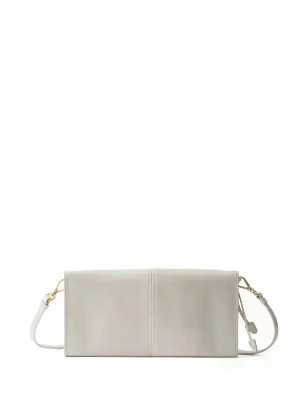 Prada Leather Wallet With Shoulder Strap - Neutrals