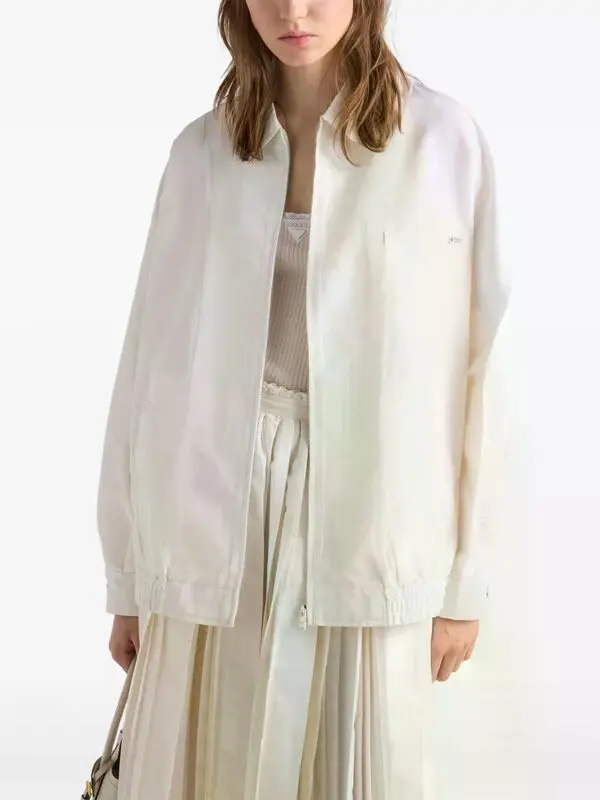 Prada Silk Faille Blouson Jacket - Neutrals