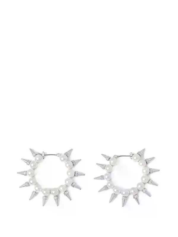 ALLSAINTS Pearl-embellished Spiked Hoop Earrings - Silver