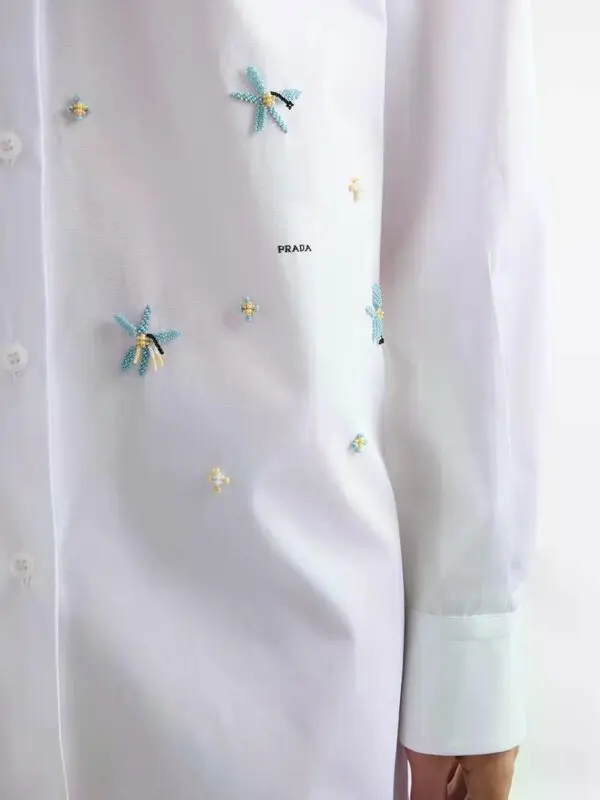 Prada Embroidered Poplin Shirt