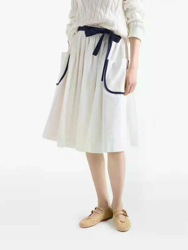 Prada Toile Skirt With Contrasting Trim And Belt