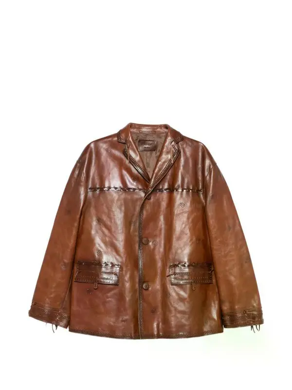 Prada Braided-trim Leather Jacket