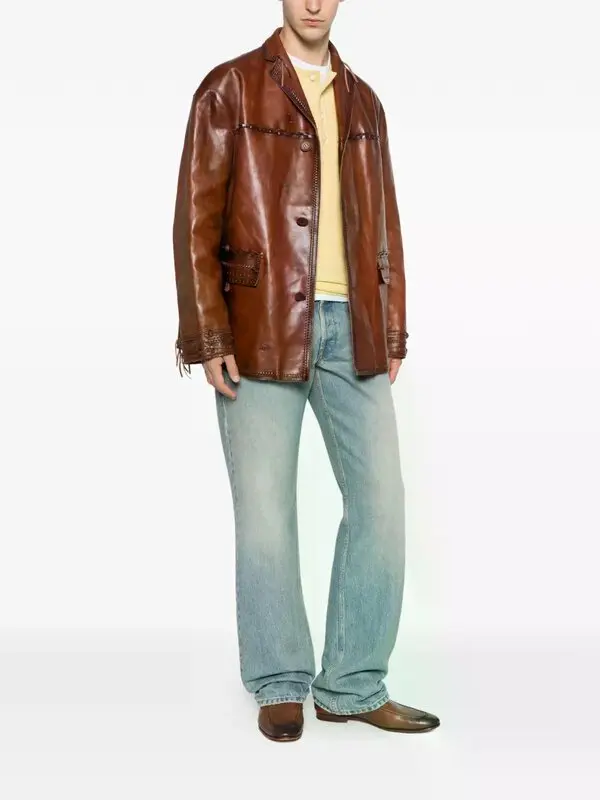 Prada Braided-trim Leather Jacket