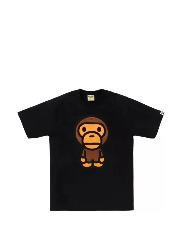 A BATHING APE Baby Milo Chenille-patch T-shirt - Black
