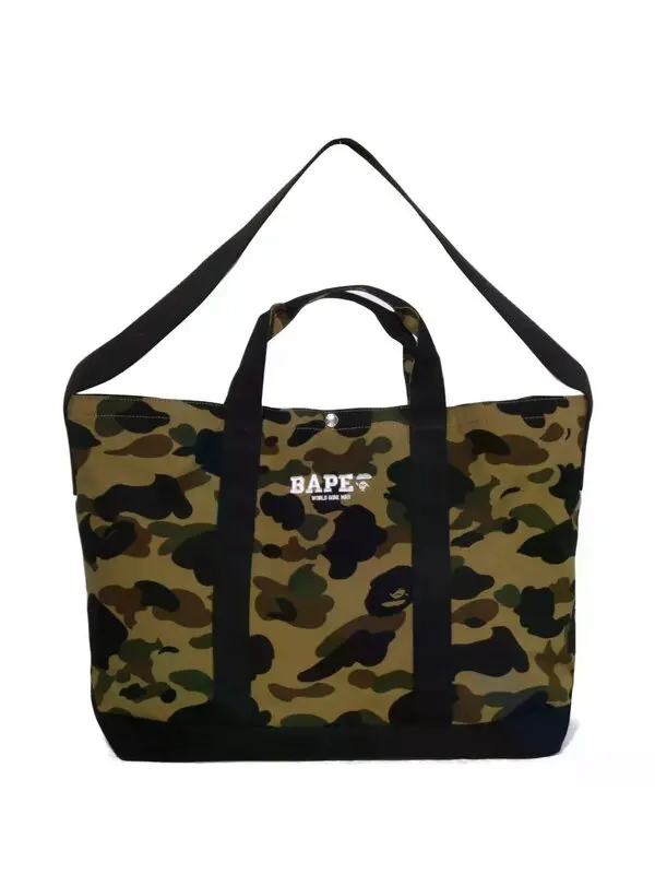 A BATHING APE Logo-embroidered Messenger Bag - Neutrals