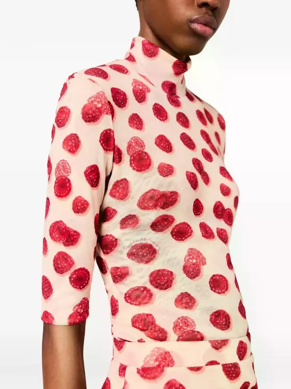 Stella McCartney Raspberry-print Ruched Top