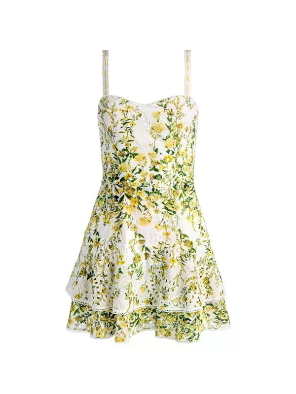Alice + Olivia Floral Broderie Anglaise Mini Dress - White