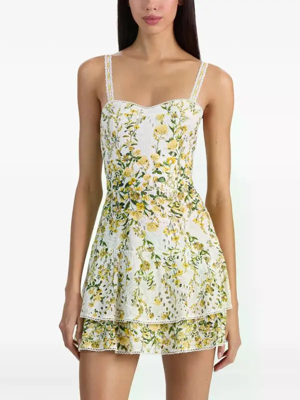 Alice + Olivia Floral Broderie Anglaise Mini Dress