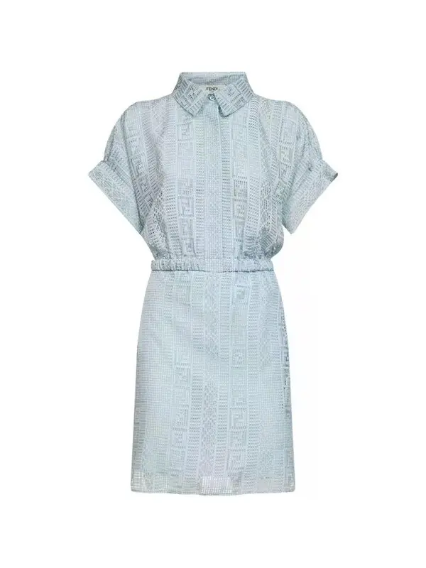Fendi Pequin Ff Burnout Dress - Blue
