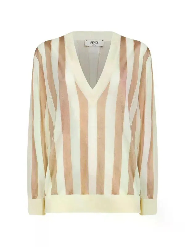 Fendi Striped V-neck Sweater
