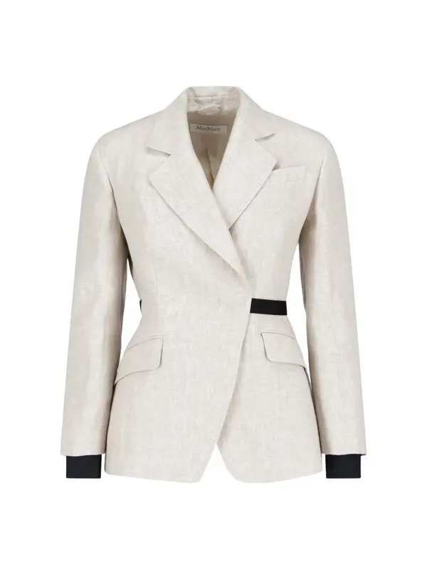 Max Mara Double-breasted Linen Drill Blazer - Cream