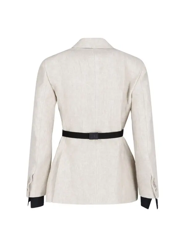 Max Mara Double-breasted Linen Drill Blazer - Cream