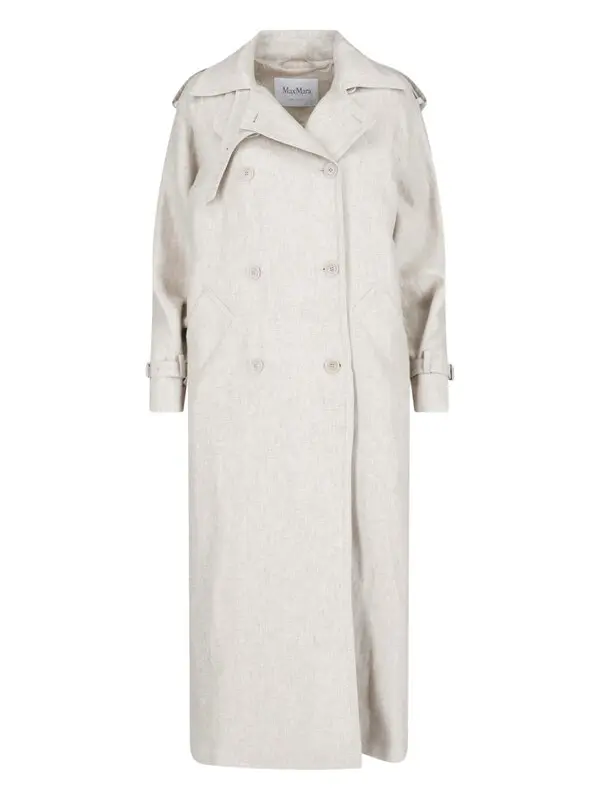 Max Mara Double-breasted Linen Trench Coat - Cream
