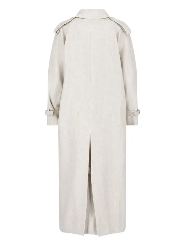 Max Mara Double-breasted Linen Trench Coat - Cream
