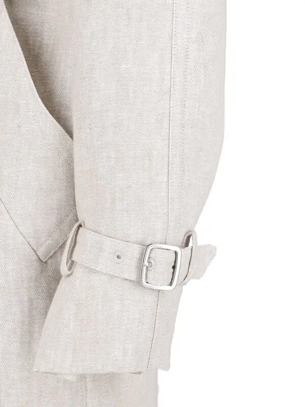 Max Mara Double-breasted Linen Trench Coat - Cream