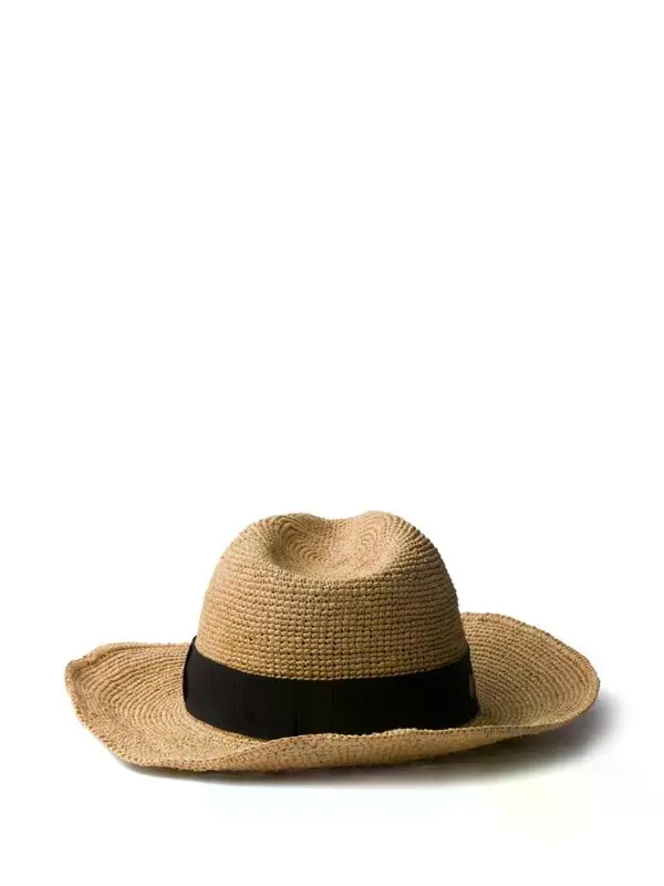 Prada Wide-brimmed Crochet Hat - Neutrals