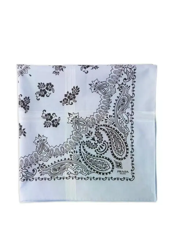 Prada Printed Batiste Scarf - Blue