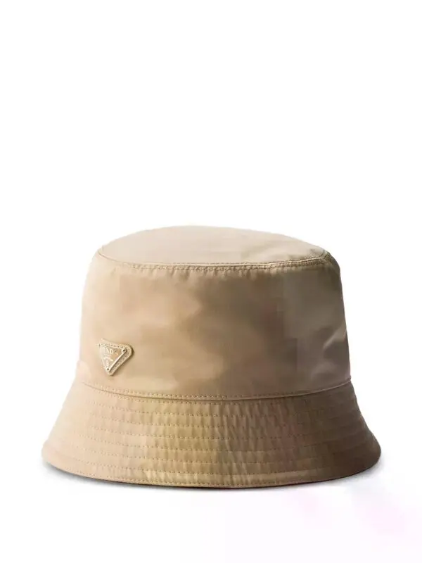 Prada Re-nylon Bucket Hat With Enameled Triangle Logo - Neutrals