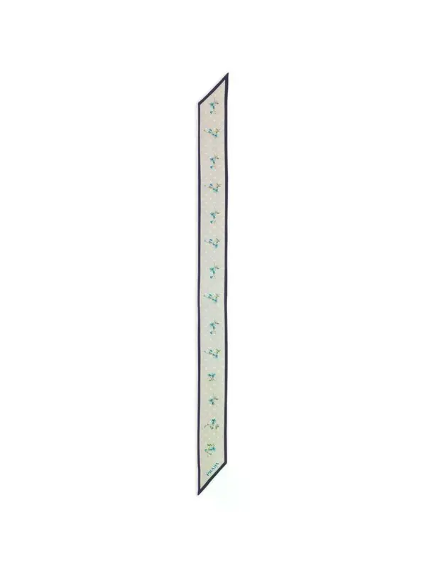 Prada Printed Silk Twill Skinny Scarf - Neutrals