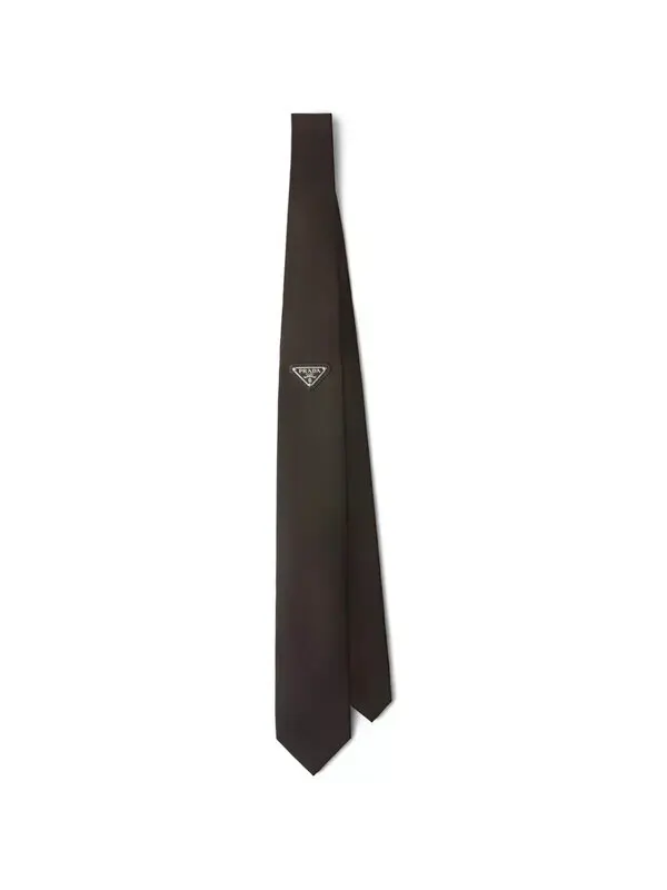 Prada Re-nylon Neck Tie With Enameled Triangle Logo - Brown