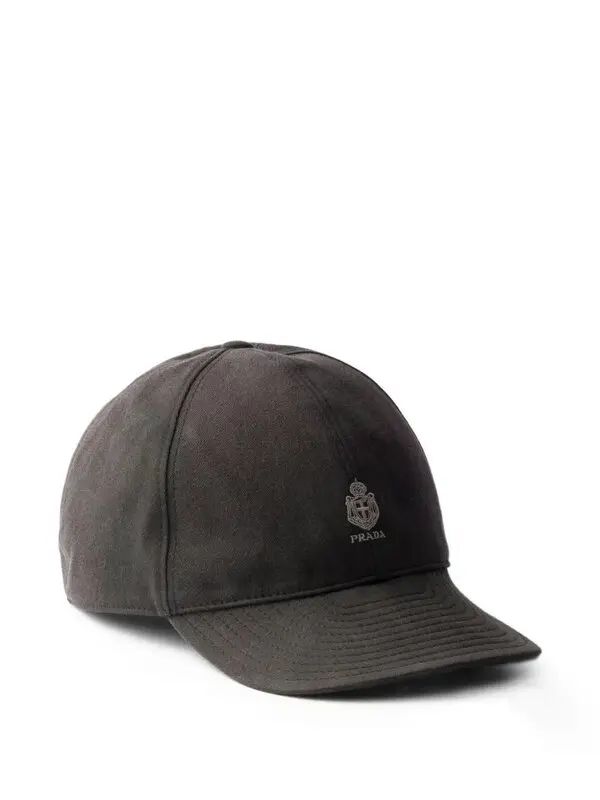 Prada Gabardine Baseball Cap With Embroidered Logo - Grey