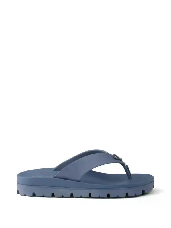 Prada Rubber Thong Sandals With Enameled Triangle Logo - Blue