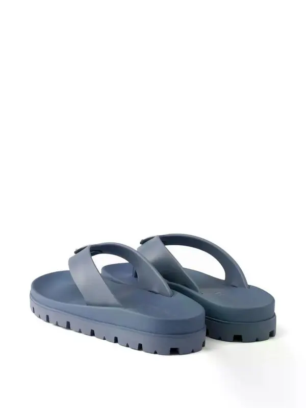 Prada Rubber Thong Sandals With Enameled Triangle Logo - Blue
