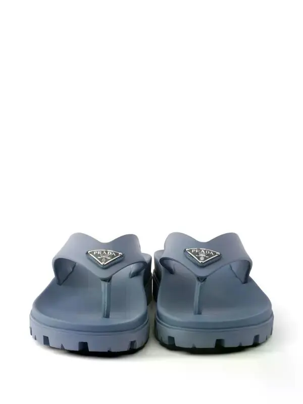 Prada Rubber Thong Sandals With Enameled Triangle Logo - Blue