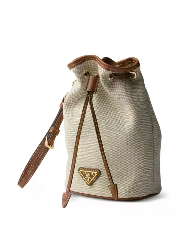 Prada Canvas And Leather Pouch With Wristlet