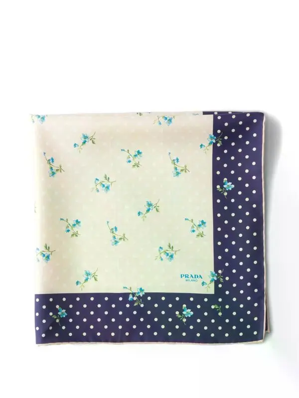 Prada Printed Silk Twill Scarf 55 - Neutrals