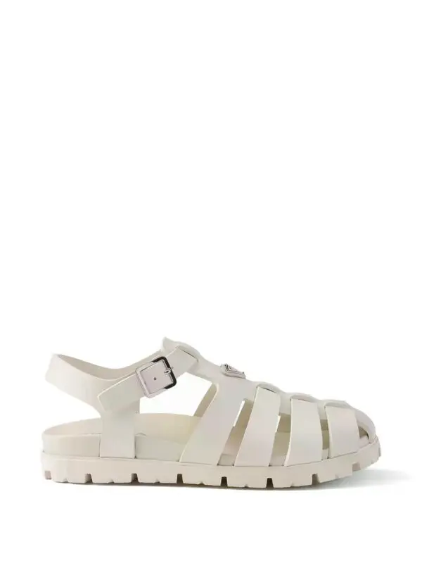 Prada Rubber Fisherman Sandals With Buckle Fastening - Neutrals
