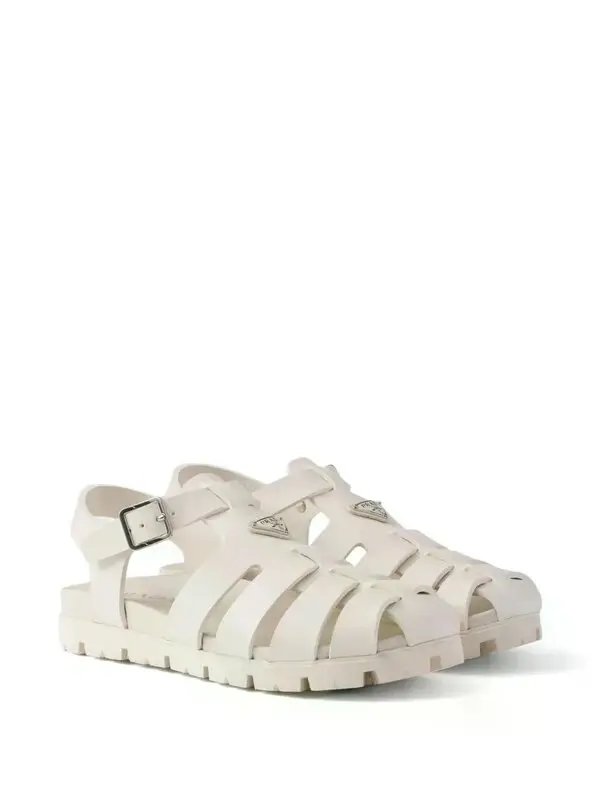 Prada Rubber Fisherman Sandals With Buckle Fastening - Neutrals