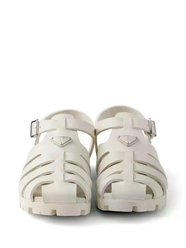 Prada Rubber Fisherman Sandals With Buckle Fastening - Neutrals