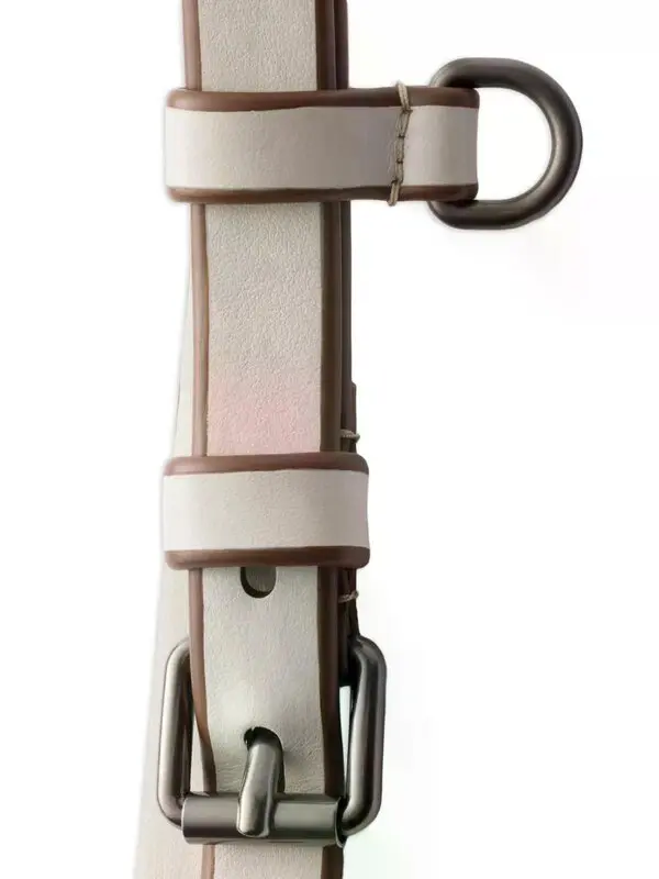 Prada Leather Belt With Antique Finish Buckle - Neutrals