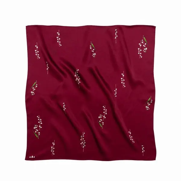 RAINSISTERS Small Floral Natural Silk Scarf - Red