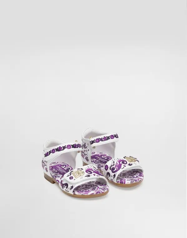 Dolce & Gabbana Majolica-print Leather Sandals