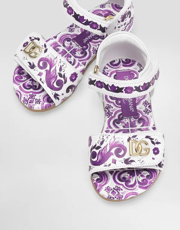 Dolce & Gabbana Majolica-print Leather Sandals