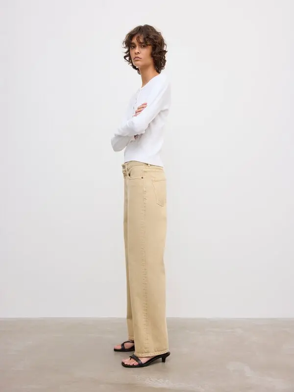 HOUSE OF DAGMAR Cropped Straight Leg Jeans - Beige