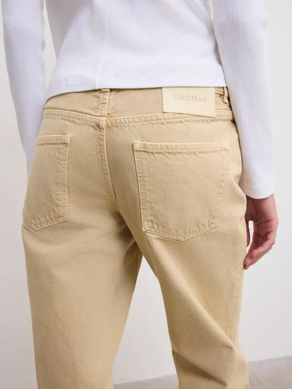 HOUSE OF DAGMAR Cropped Straight Leg Jeans - Beige