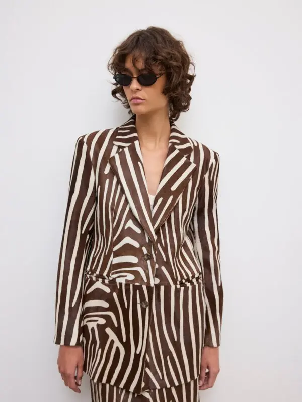 HOUSE OF DAGMAR Single-breasted Animal Print Blazer