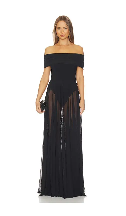 Norma Kamali Sleeveless Off-the-shoulder Flared Gown - Black